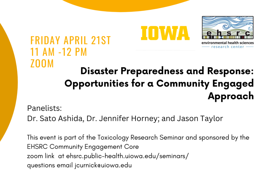 Zoom seminar Disaster Preparedness and Response: Opportunities for a ...